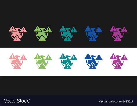 Set Planet Earth Symbol With Exclamation Mark Icon