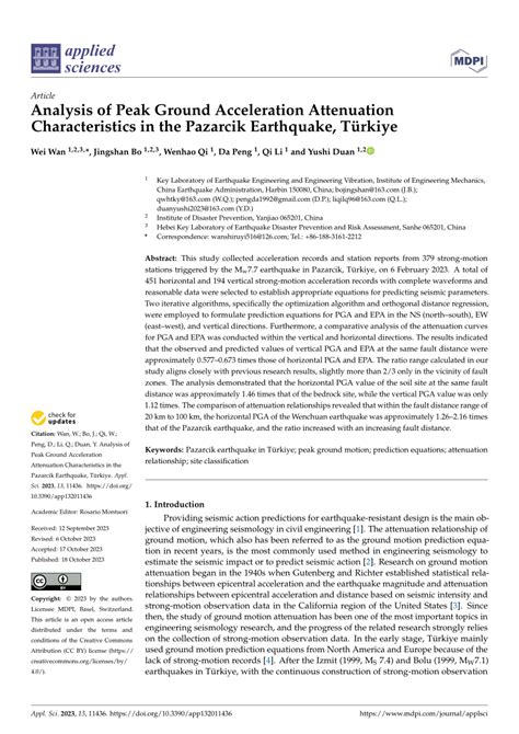 Pdf Analysis Of Peak Ground Acceleration Attenuation Characteristics