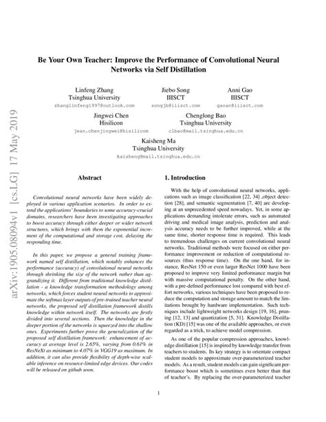 Be Your Own Teacher Improve The Performance Of Convolutional Neural Networks Via Self