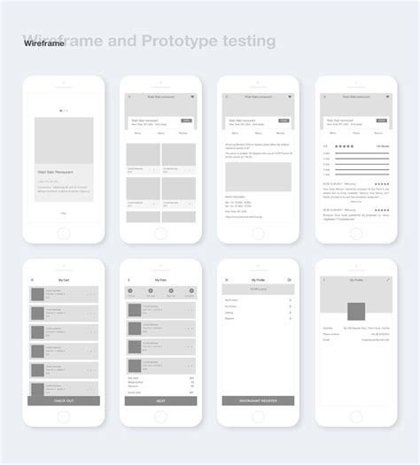 Cook Restaurant App Wireframes