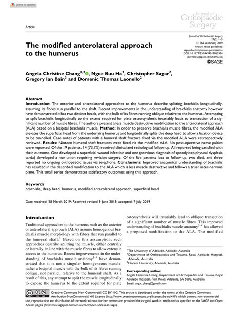 Pdf The Modified Anterolateral Approach To The Humerus