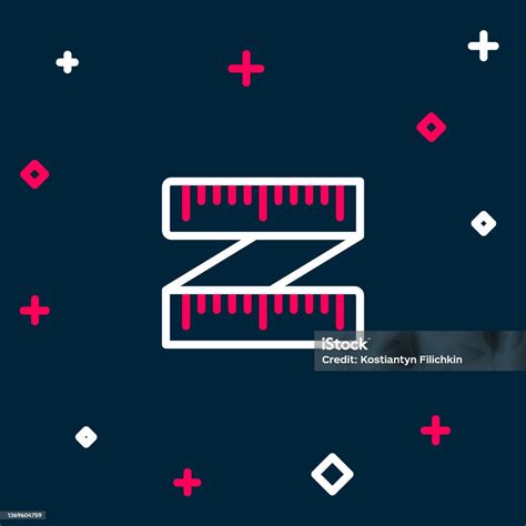 파란색 배경에서 격리된 선 테이프 측정 아이콘입니다 측정 테이프 다채로운 개요 개념 벡터 개념에 대한 스톡 벡터 아트 및 기타 이미지 Istock