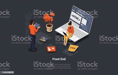ilustración de front y back end de desarrollo diseño web receptivo