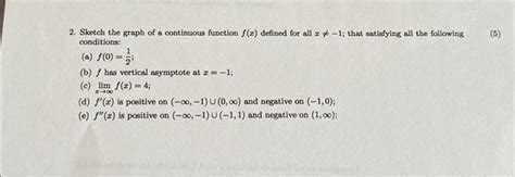 Solved Sketch The Graph Of A Continuous Function F X Chegg