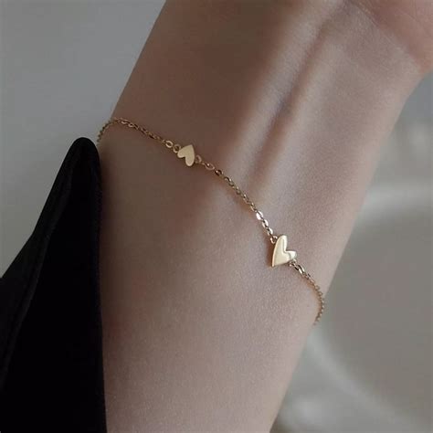Gold Tiny Heart Bracelet Delicate Gold Bracelet Simple Bracelets