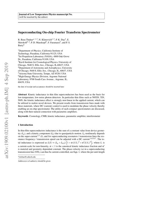 Pdf Superconducting On Chip Fourier Transform Spectrometer