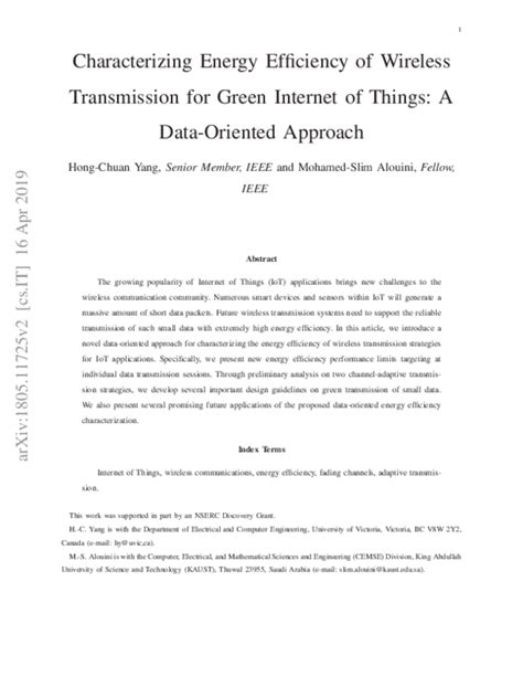 Pdf Characterizing Energy Efficiency Of Wireless Transmission For Green Internet Of Things A
