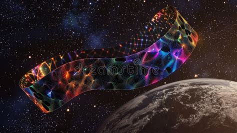 Colorful Data Stream Orbiting Earth Space Background Network