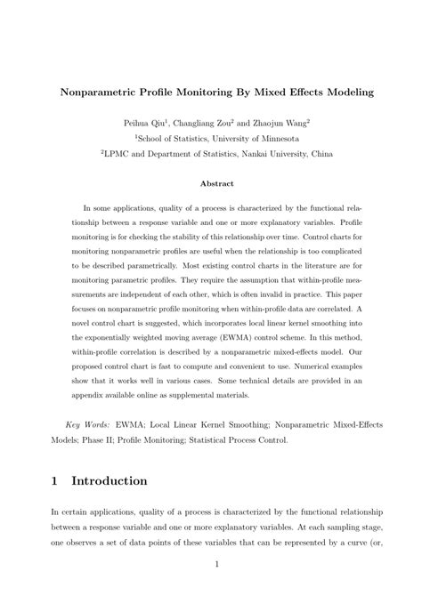 pdf nonparametric profile monitoring by mixed effects modeling