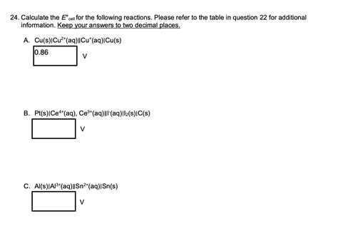 Solved Calculate The Ecell For The Following Chegg Com
