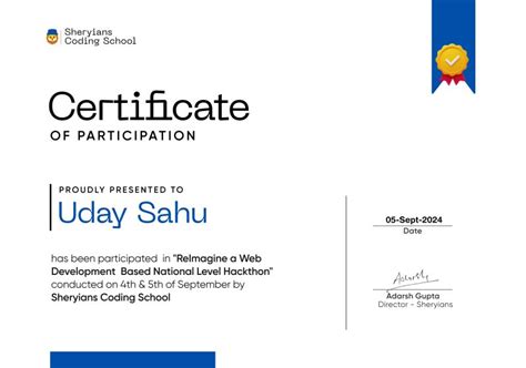 Hackathon Webdevelopment Reimagine Learning Certificate