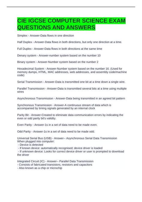 Cie Igcse Computer Science Exam Questions And Answers Igcse Cie Computer Science Stuvia Sa