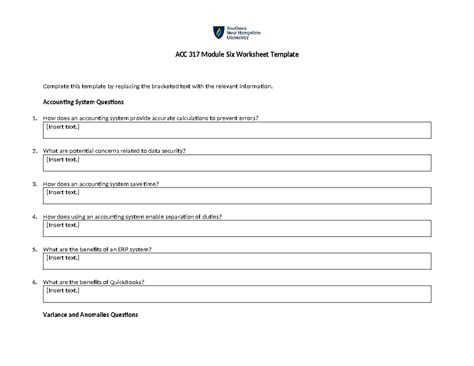 Acc 317 Module Six Worksheet Template Acc 317 Module Six Worksheet Template Complete This
