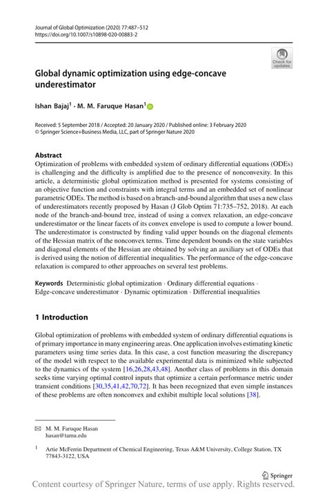 Global Dynamic Optimization Using Edge Concave Underestimator Request Pdf