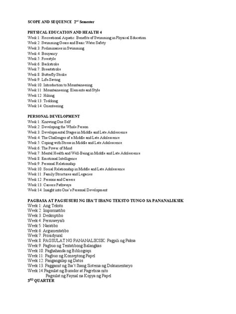 Scope And Sequence 2 Semester Physical Education And Health 4 Pdf