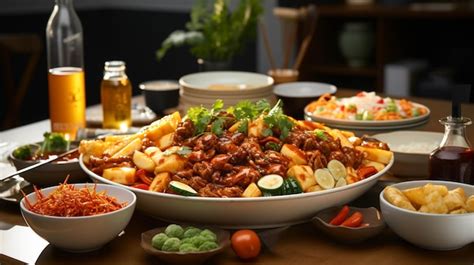 Premium Photo Lots Of Different Types Of Food In Plate On A Table