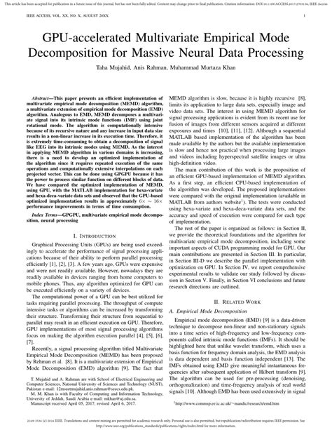 Pdf Gpu Accelerated Multivariate Empirical Mode Decomposition For Massive Neural Data Processing