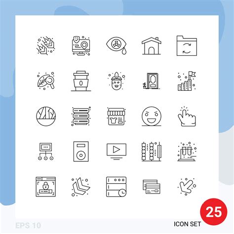 Pictogram Set Of 25 Simple Lines Of Sync Backup Mutation House Construction Editable Vector