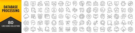 Premium Vector Database And Processing Line Icons Collection Big Ui