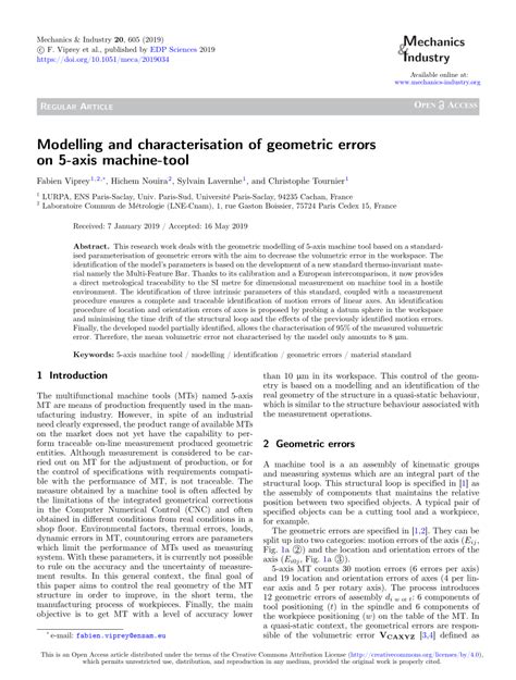Pdf Modelling And Characterisation Of Geometric Errors On 5 Axis