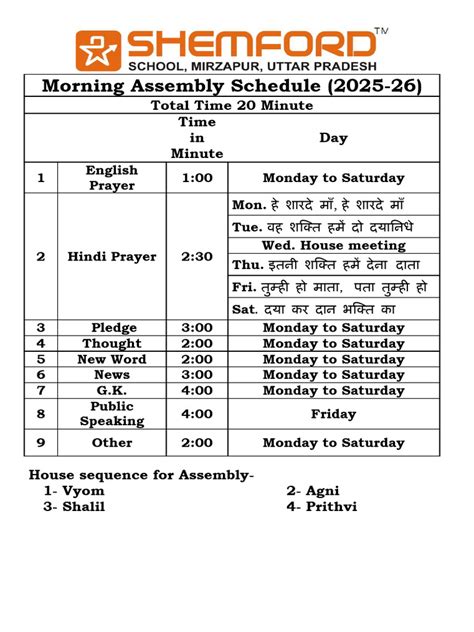 Morning Assembly Schedule Pdf