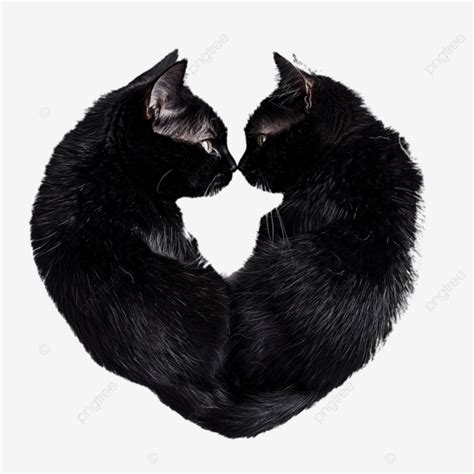 Dos Gatos Negros Enamorados Png Dibujos Marco En Forma De Corazón