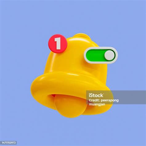 3d 최소 켜기 알림 개념입니다 새로운 업데이트 알림 새 알림 경고 벨 아이콘과 스위치 토글 버튼 3d 그림입니다 3차원 형태에 대한 스톡 사진 및 기타 이미지 Istock