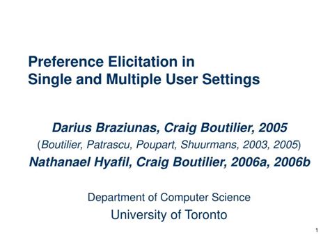 Ppt Preference Elicitation In Single And Multiple User Settings