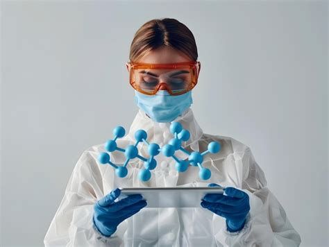 Vibrant Chemist Woman Drawing Chemical Structures On Tablet In