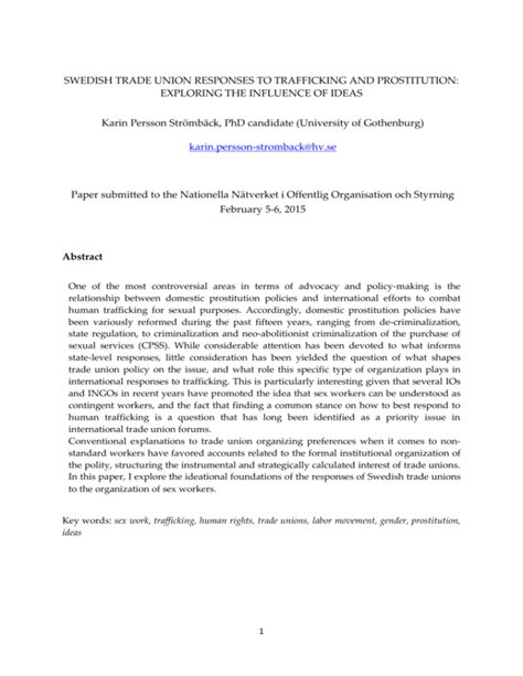 Operationalizing Ideas On Sex Work Prostitution