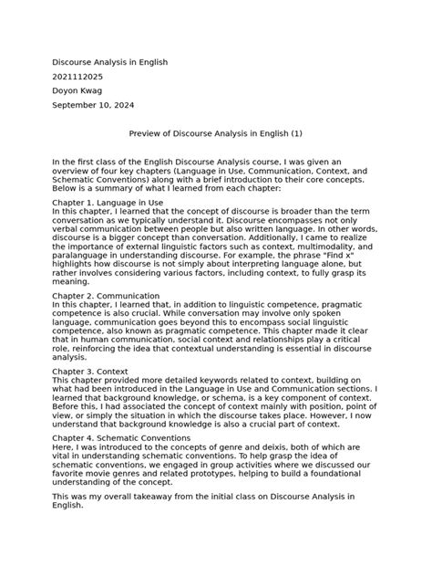 Discourse Analysis Response Paper Pdf Communication Discourse