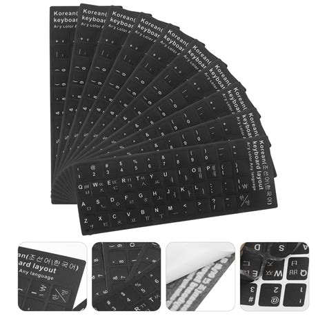 10 Uds De Pegatinas Para Teclado Fondo Negro Con Grandado