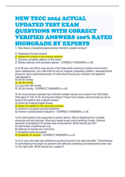 New Tecc 2024 Actual Updated Test Exam Questions With Correct Verified Answers 100 Rated