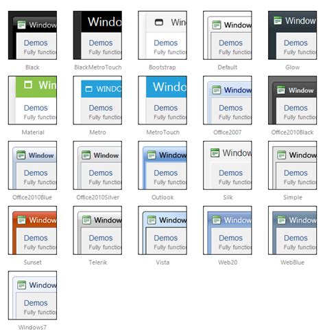 telerik web forms window appearance and styling skins telerik ui for
