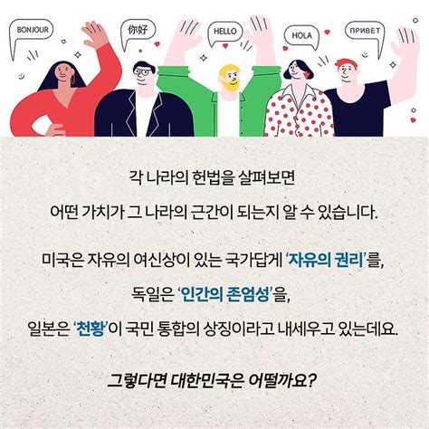 각 나라의 헌법 제1조 1항 대한민국 꺼 보면 괜스레 눈물남 꿀벌책방