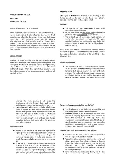 Understanding The Self Midterm Pdf Sex Puberty
