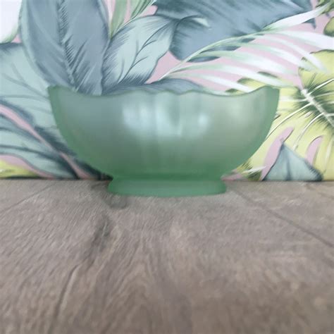 Bagley Frosted Green Glass Jardinière Vase Bristol Pattern No 3145