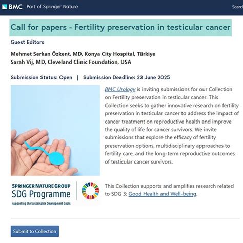 Call For Papers Fertility Preservation In Testicular Cancer