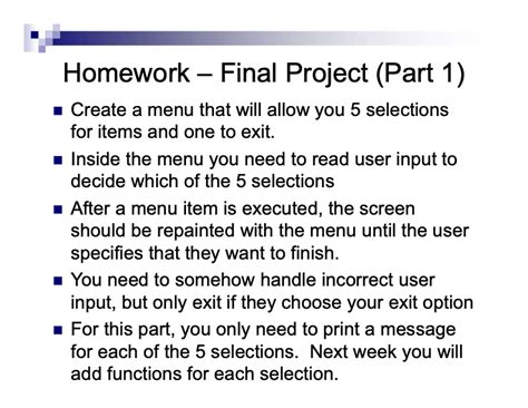Solved Homework Final Project Part 1 Create A Menu