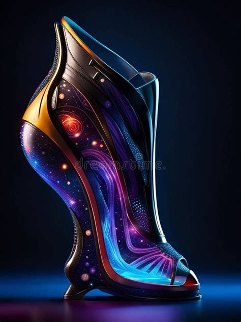 Futuristic Woman Footwear Science Fiction High Heels Shoes Generative