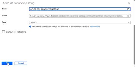 8 0 connecting azure sql database from azure web app stack