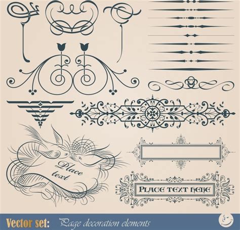 Wedding Card Decorative Elements Artistic Classical Elegant Sketch