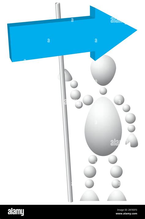 Man With Blue Arrow Abstract 3d Human Series From Balls Variant Of White Isolated On White