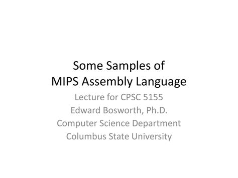 Mips Assembly Language Examples And Syntax