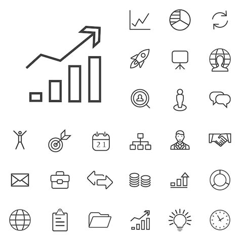 Premium Vector Business Strategy Outline Thin Flat Digital Icon Set