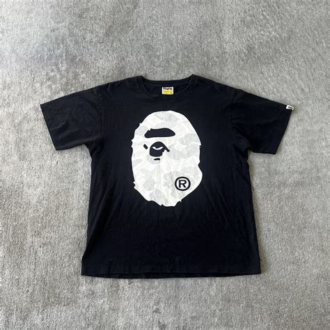 Black A Bathing Ape Bape Light Grey Camo Ape Graphic Depop