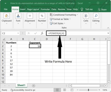 How To Do Exponential Calculation To A Range Of Cells In Excel