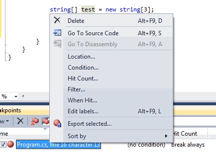 Net Debugging Conditional Break Points Work And Learn