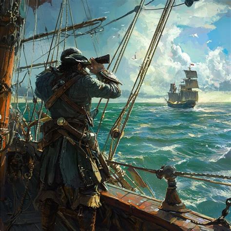 The Ships Crows Nest With A Pirate Lookout Scanning The Horizon Premium Ai Generated Image