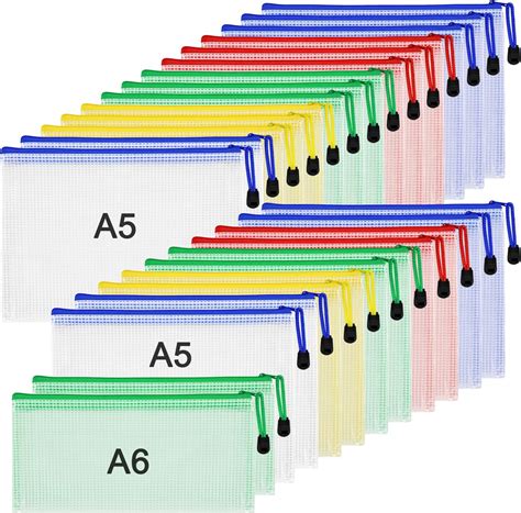 Oderra Pochette Plastique A5 15pcs Pochette Zippée Pvc Mesh Zipper